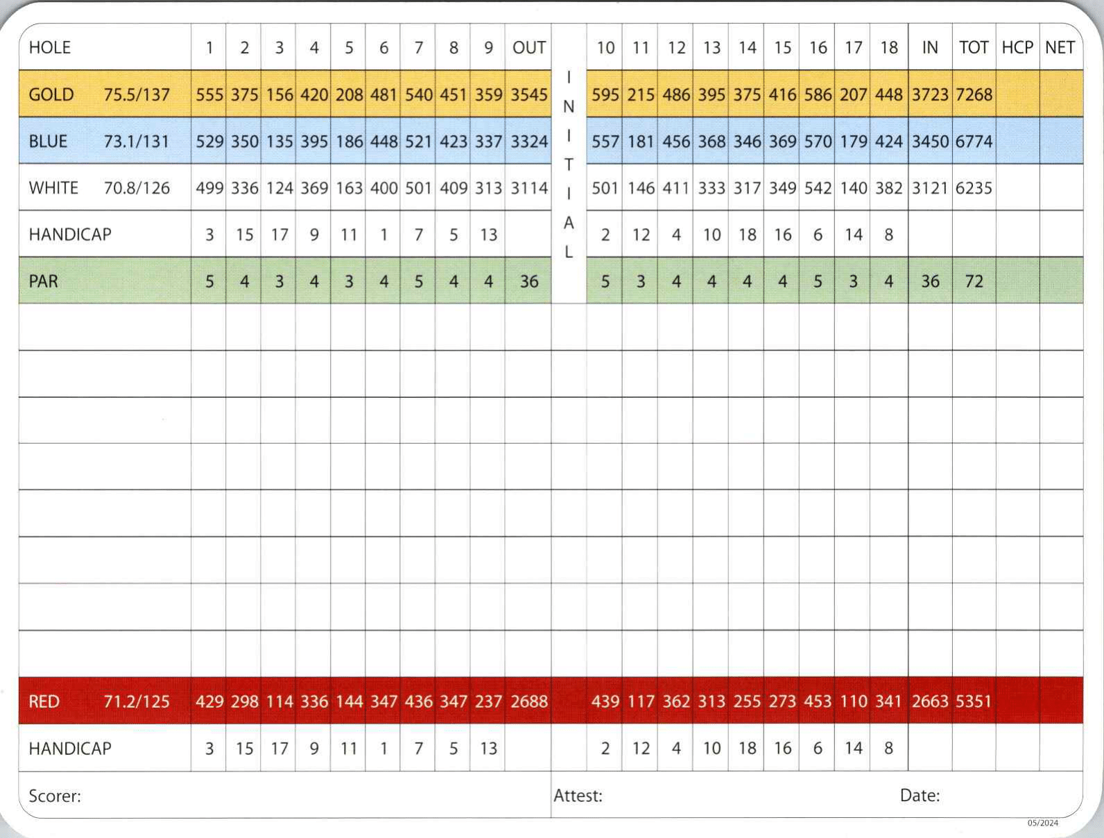 SCORECARD - Whitestone Golf Club